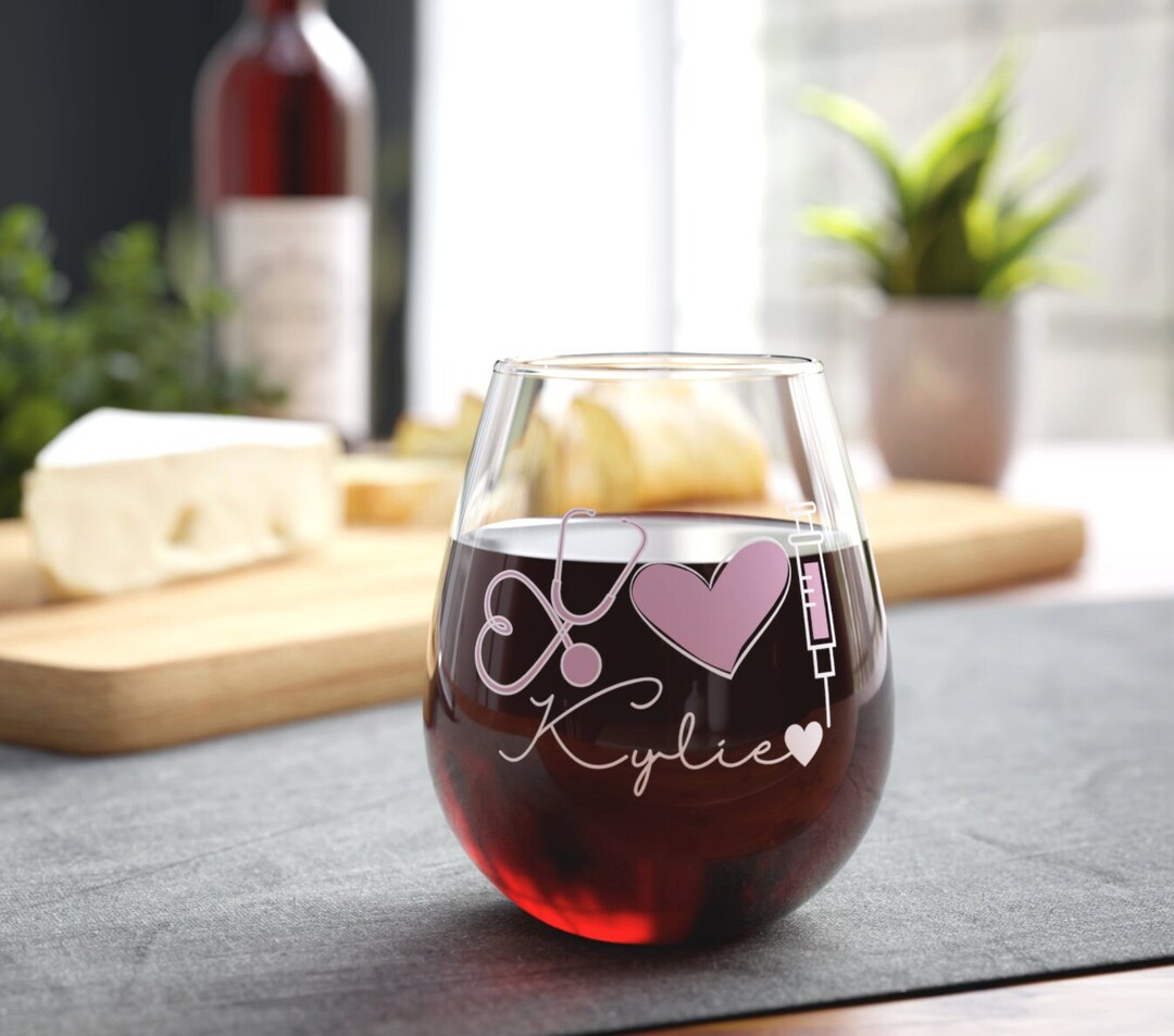 Personalized Nurse Wine Glass, Wine Glass Graduation Gift for Nurse ...