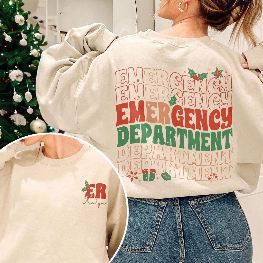 Emergency Department Christmas Sweatshirt, ER Nurse Xmas Shirt, Holiday ...