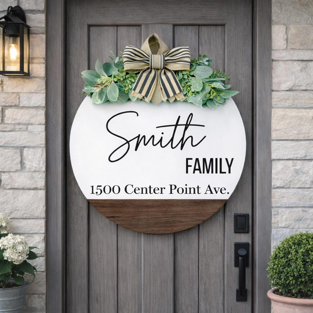 Personalized Address Door Sign Custom Family Name Address Sign Front ...