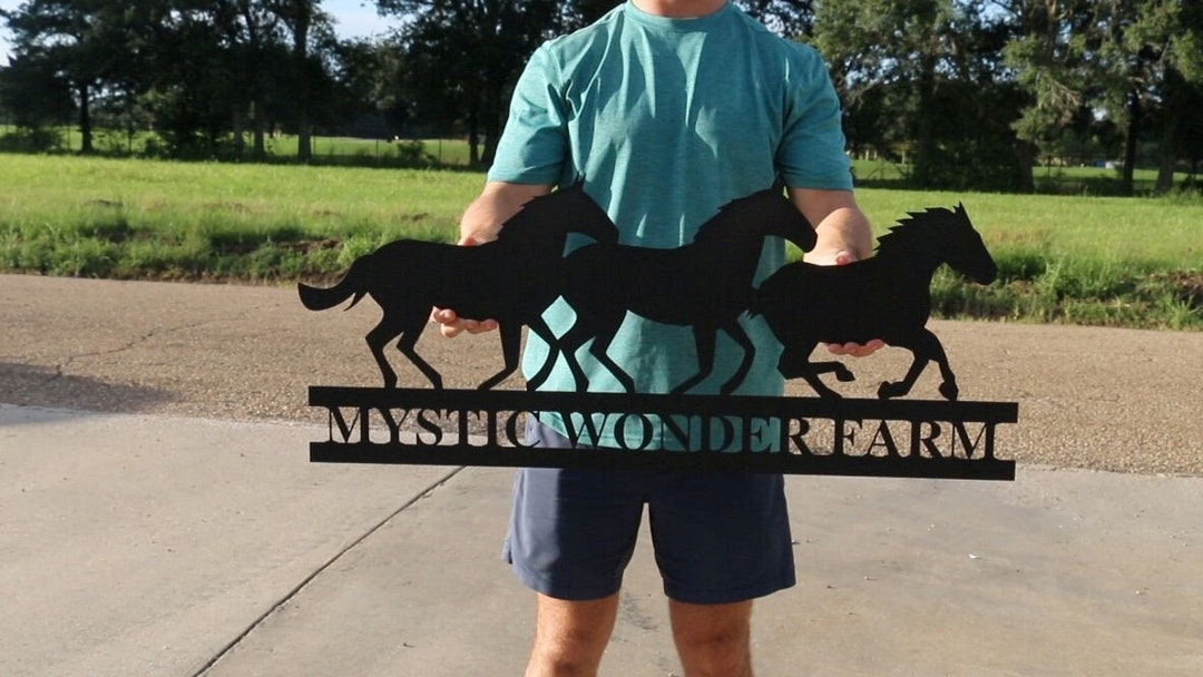 Custom Horse Ranch Sign, Personalized Metal Ranch Sign, Metal Hose Sign ...