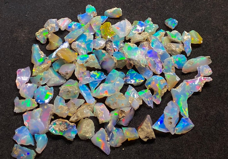 100 Pcs Raw Opal Crystal, Large Size Ethiopian Opal Rough, Welo Opal ...