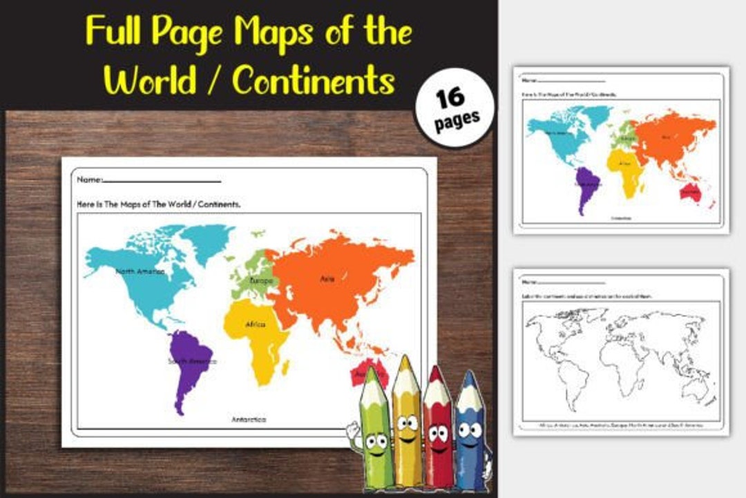 World & Continents Worksheets for Kids - Etsy