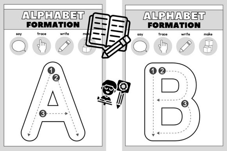 Uppercase Alphabet Formation Worksheets - Prek - Etsy