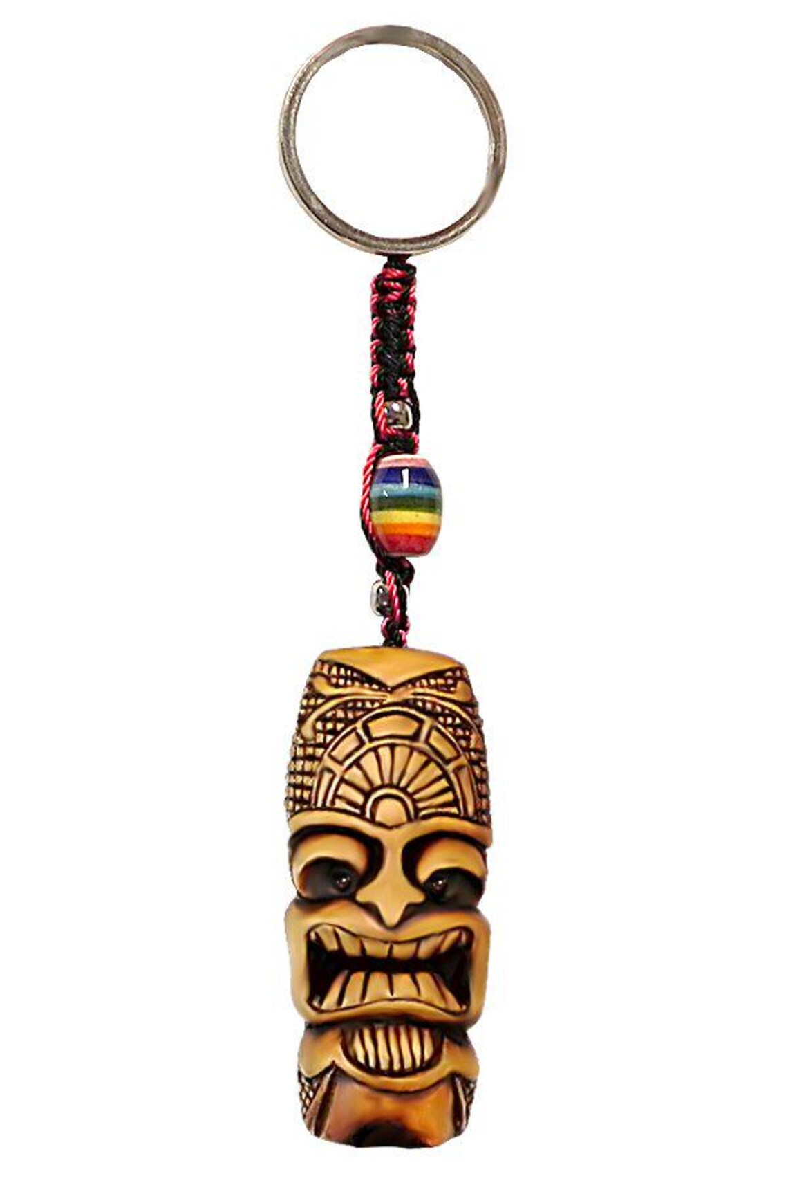 Tiki Keychain, Braided Macramé Keyring - Handmade Resin Key Ring ...