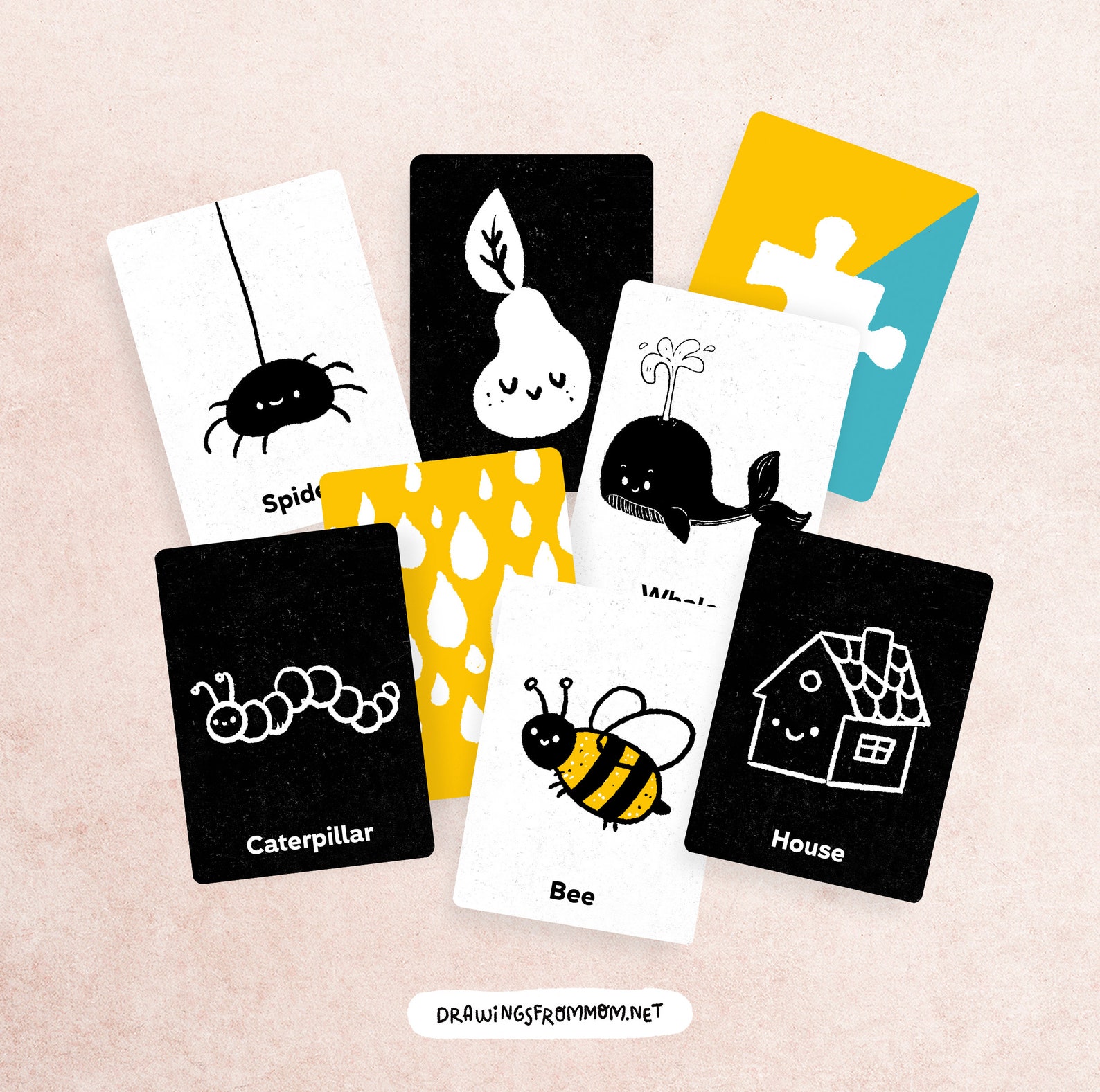 42 Baby Stimulation Cards. Sensory Flash Cards, Montessori, Black ...