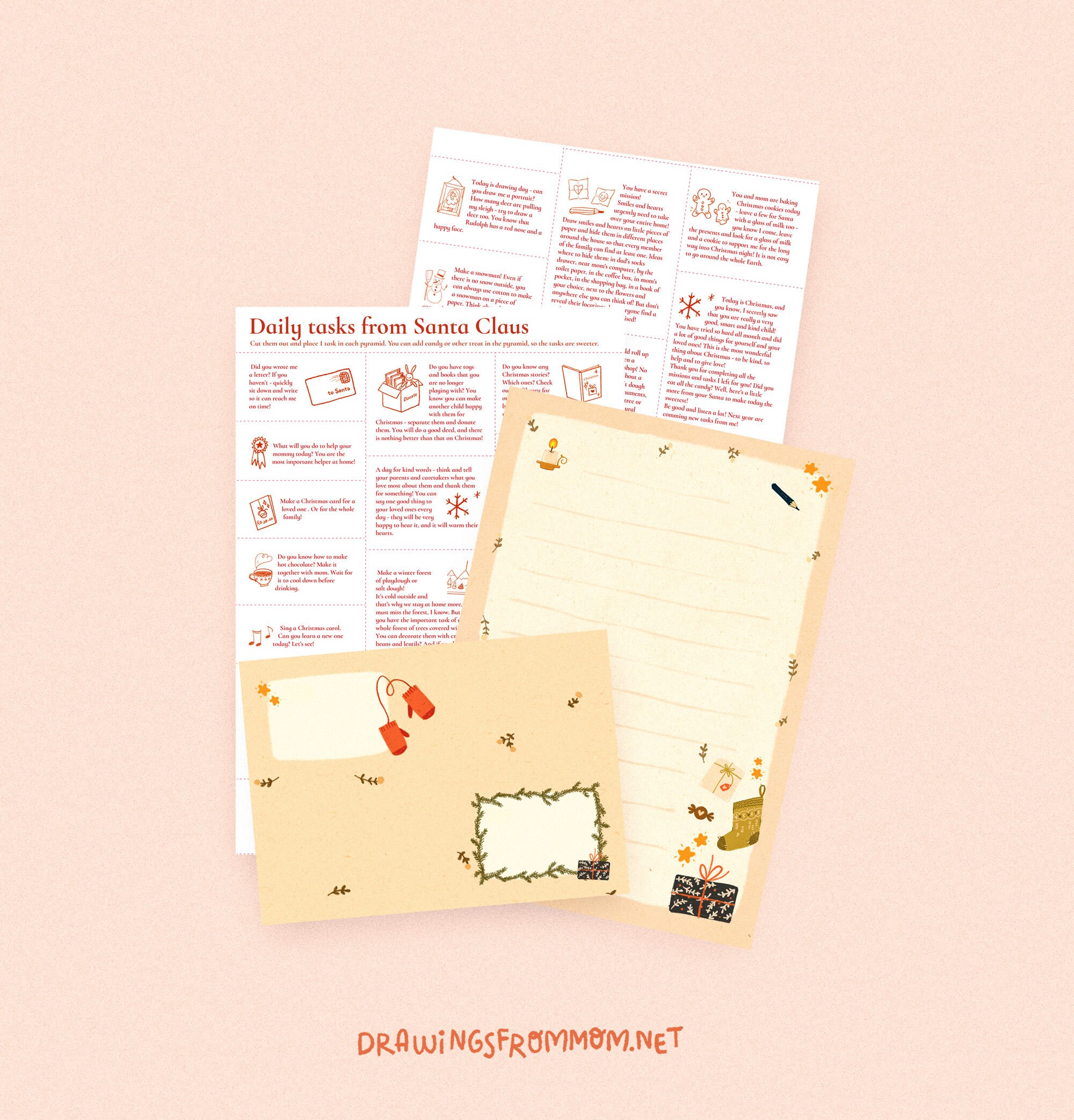 Printable Advent Calendar, Santa, Elves and Trees, Advent Activities ...