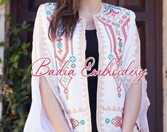 Modern Long Sleeve Jacket Embroidery, Traditional Palestinian Jordanian ...