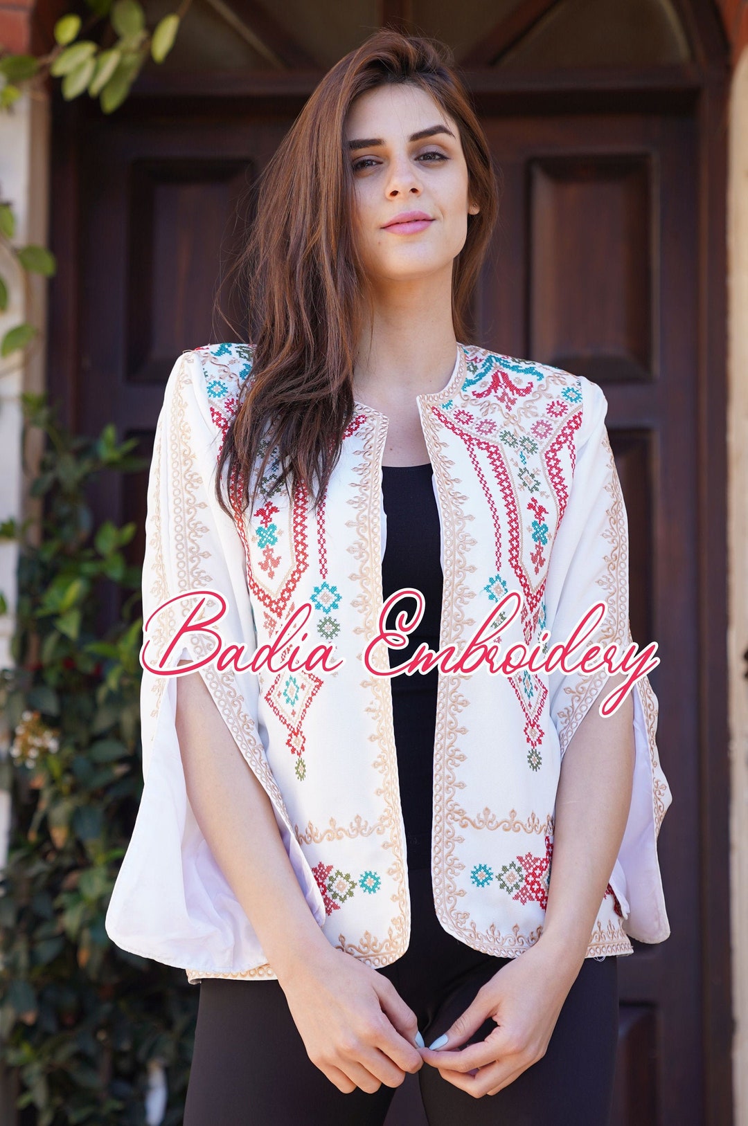 Modern Long Sleeve Jacket Embroidery Traditional Palestinian - Etsy