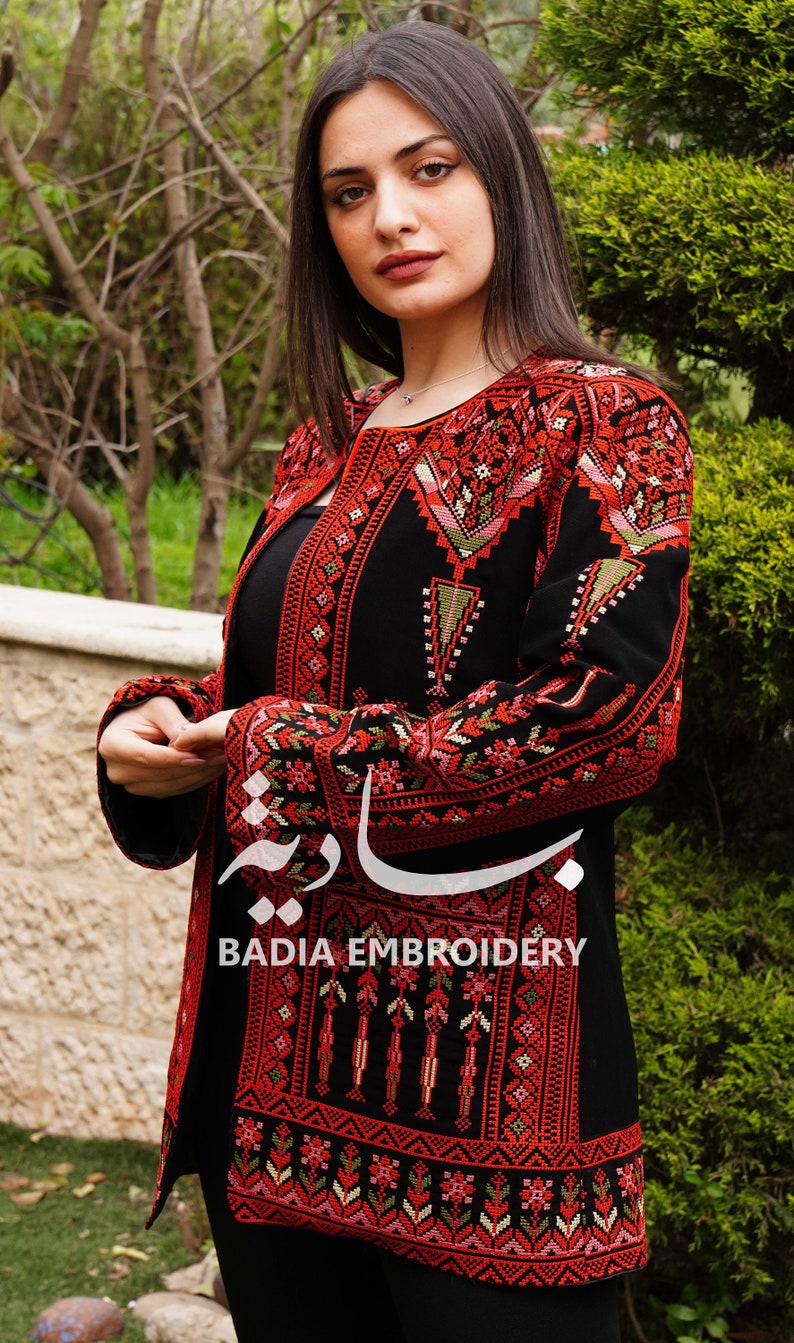 Modern Long Sleeve Jacket Embroidery Traditional Palestinian - Etsy