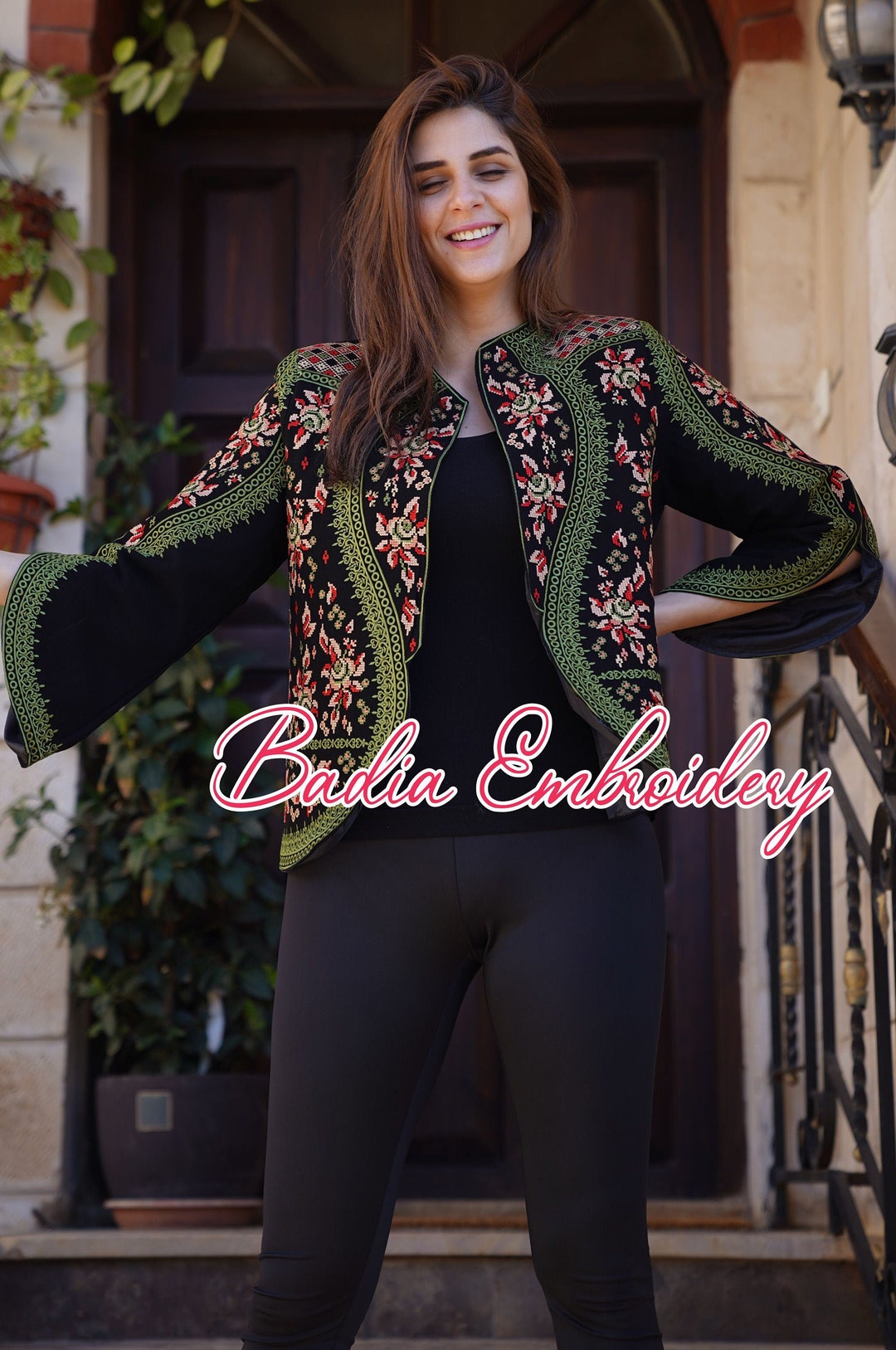 Modern Long Sleeve Jacket Embroidery, Traditional Palestinian Jordanian ...