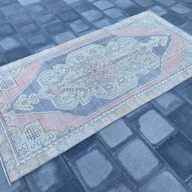 Blue Pink Turkish Rug - Etsy