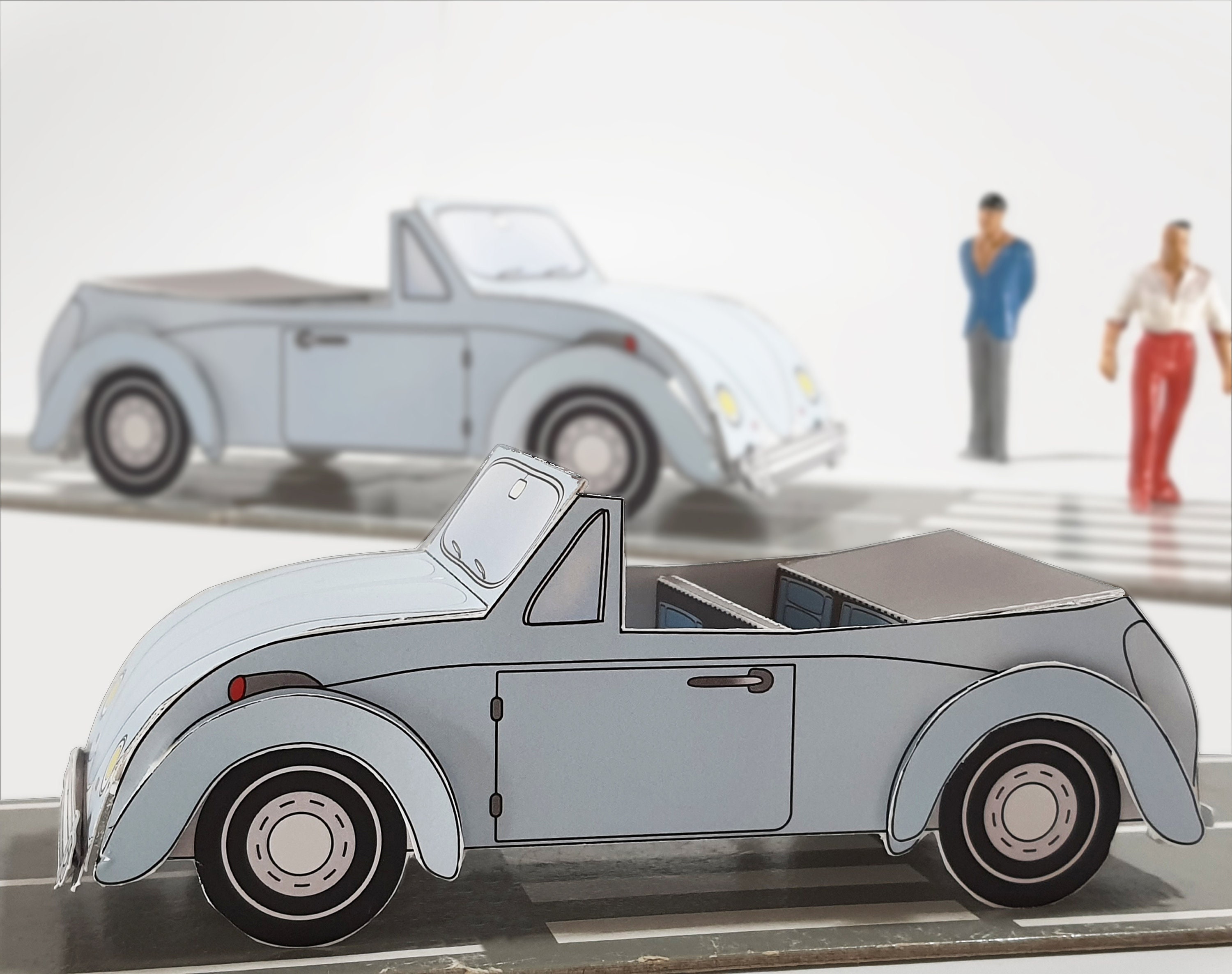 DIY 3D blue Volkswagen beetle car Papercraft KIT Miniature | Etsy
