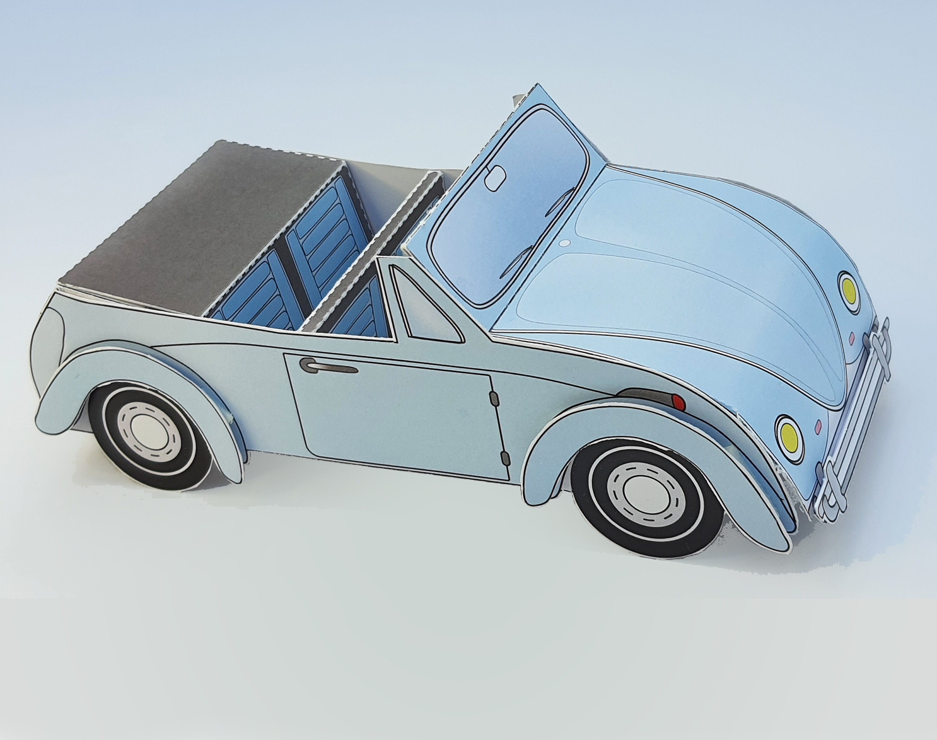 DIY 3D blue Volkswagen beetle car Papercraft KIT Miniature | Etsy