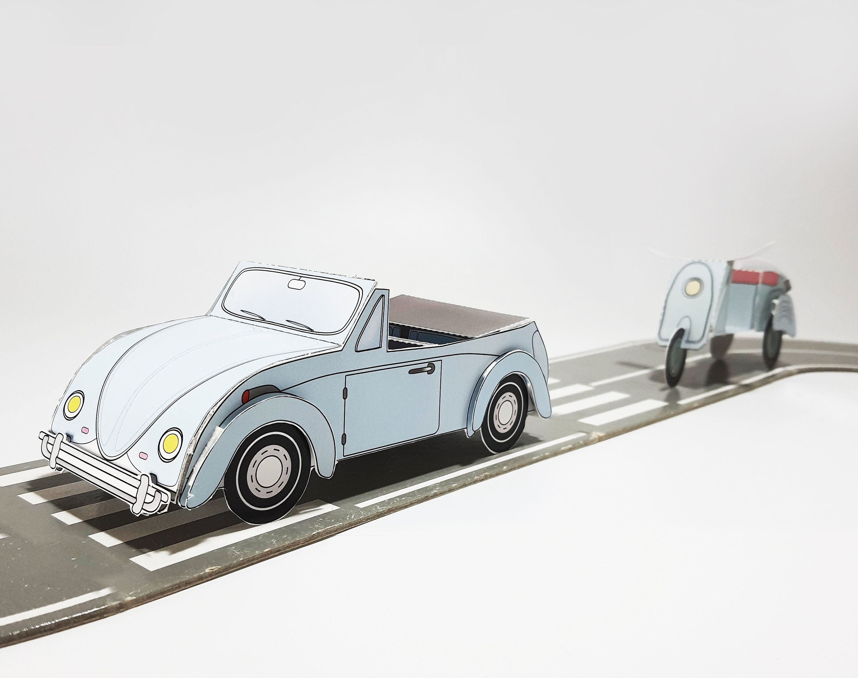 DIY 3D blue Volkswagen beetle car Papercraft KIT Miniature | Etsy