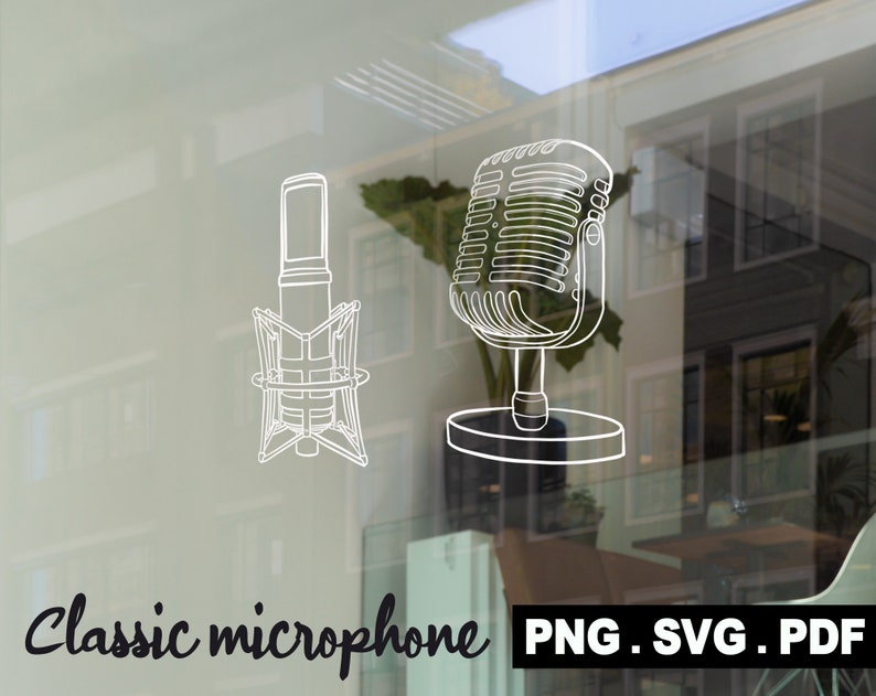 Classic, Vintage Microphone Designs SVG PNG PDF, Clipart, Personal and ...