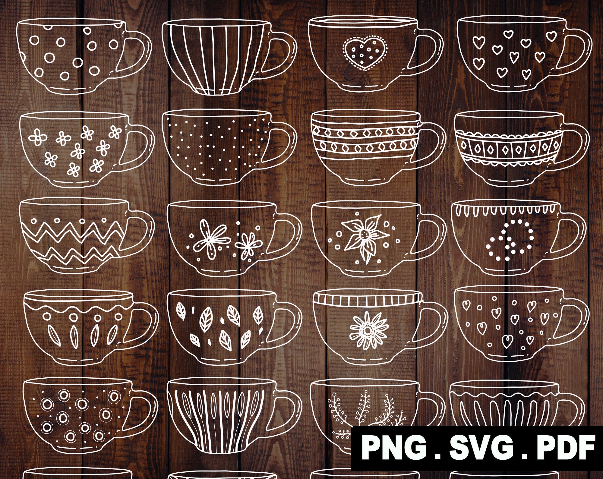 Cup Designs, SVG, PNG, PDF, Clipart, Personal and Commercial Use ...