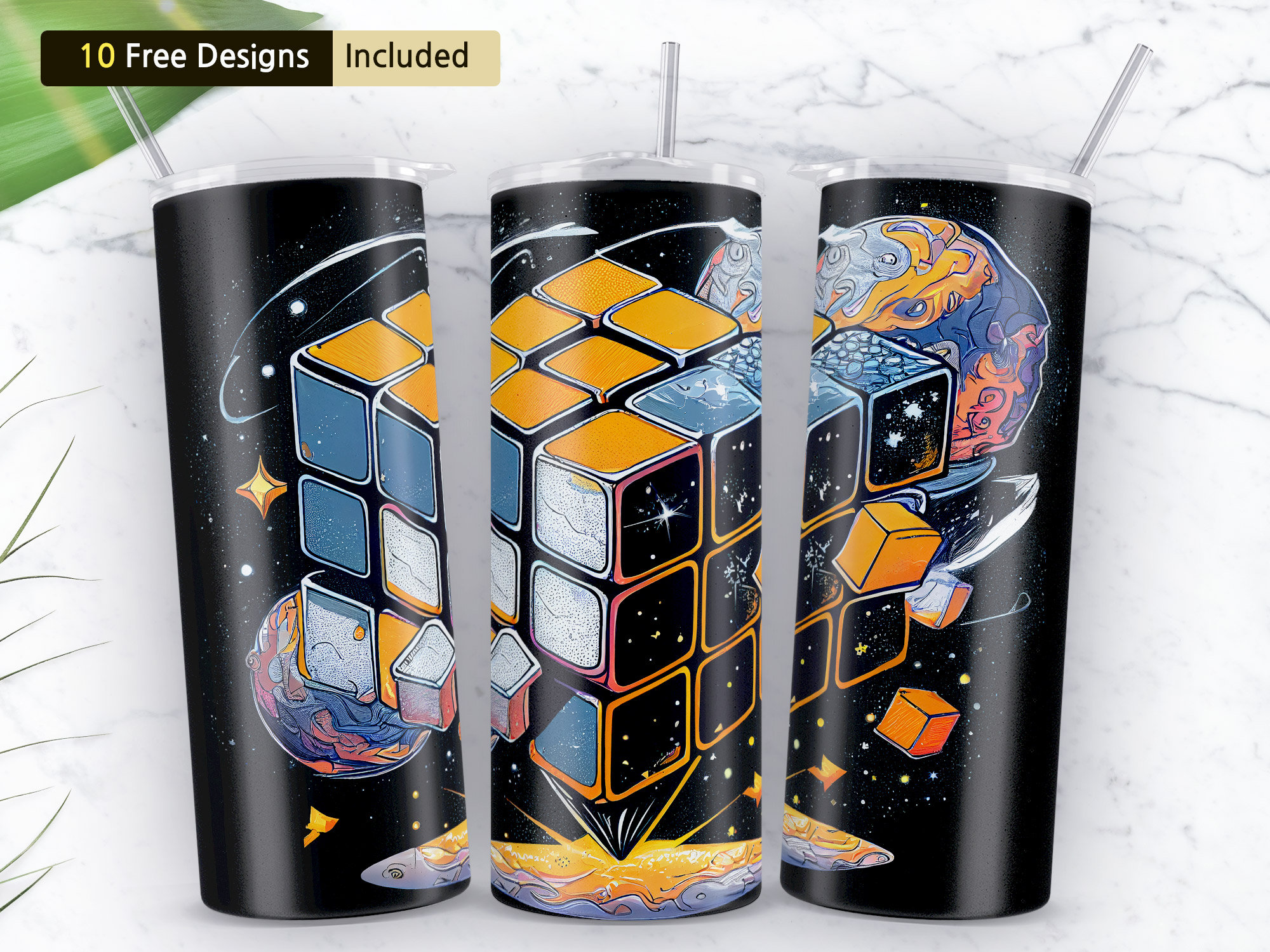 Puzzle Rubik's Cube and Universe 20 Oz Skinny Tumbler Sublimation ...