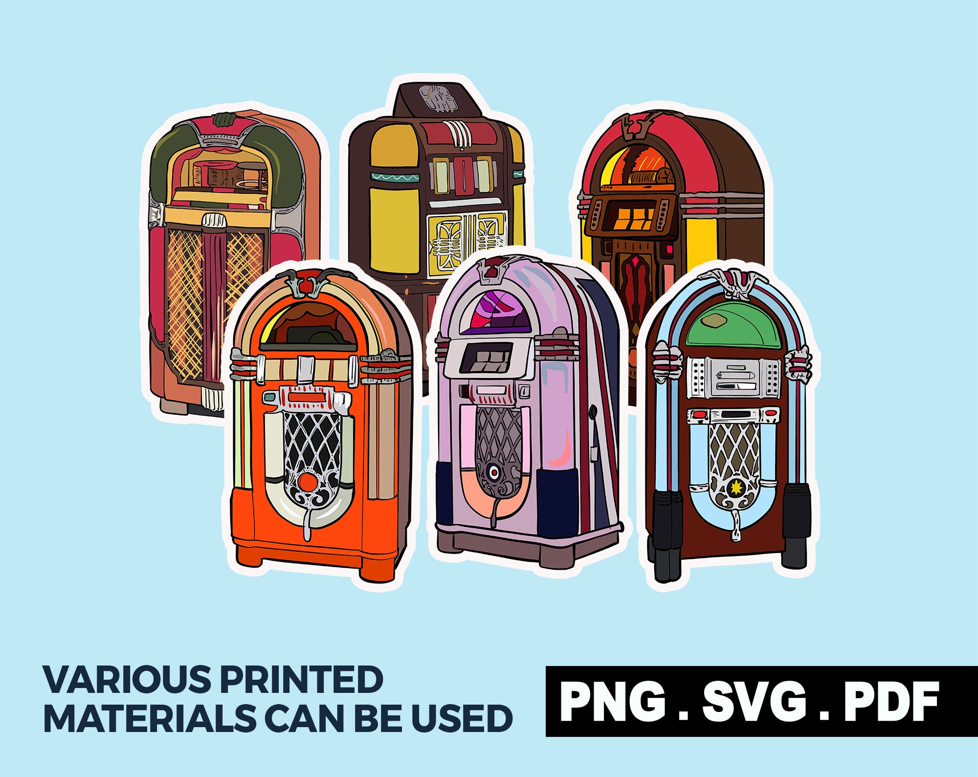 Jukebox Designs, SVG, PNG, PDF, Clipart, Personal and Commercial Use ...