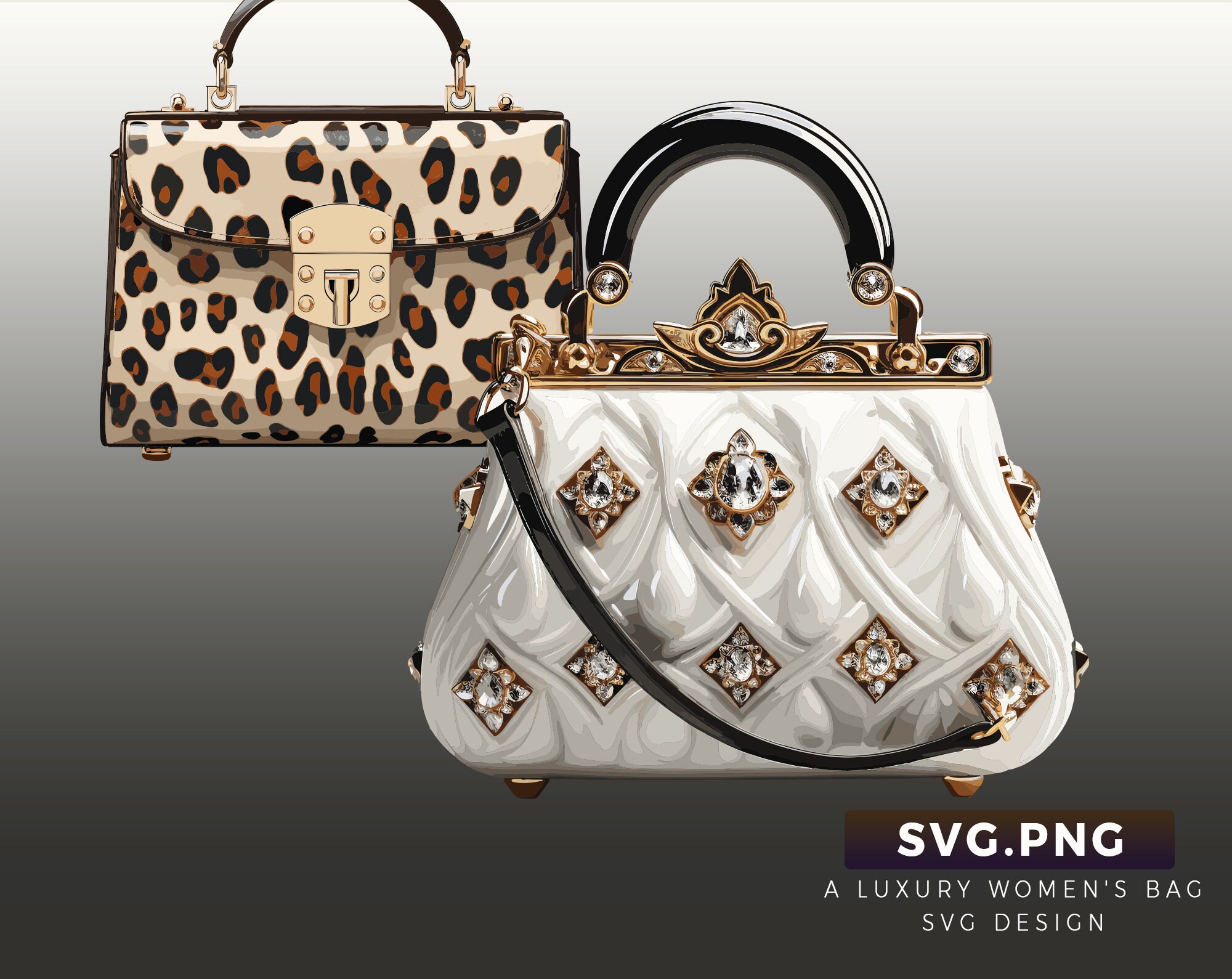 A Luxury Women's Bag Clipart, Leopard-print Bag SVG Design.digital ...