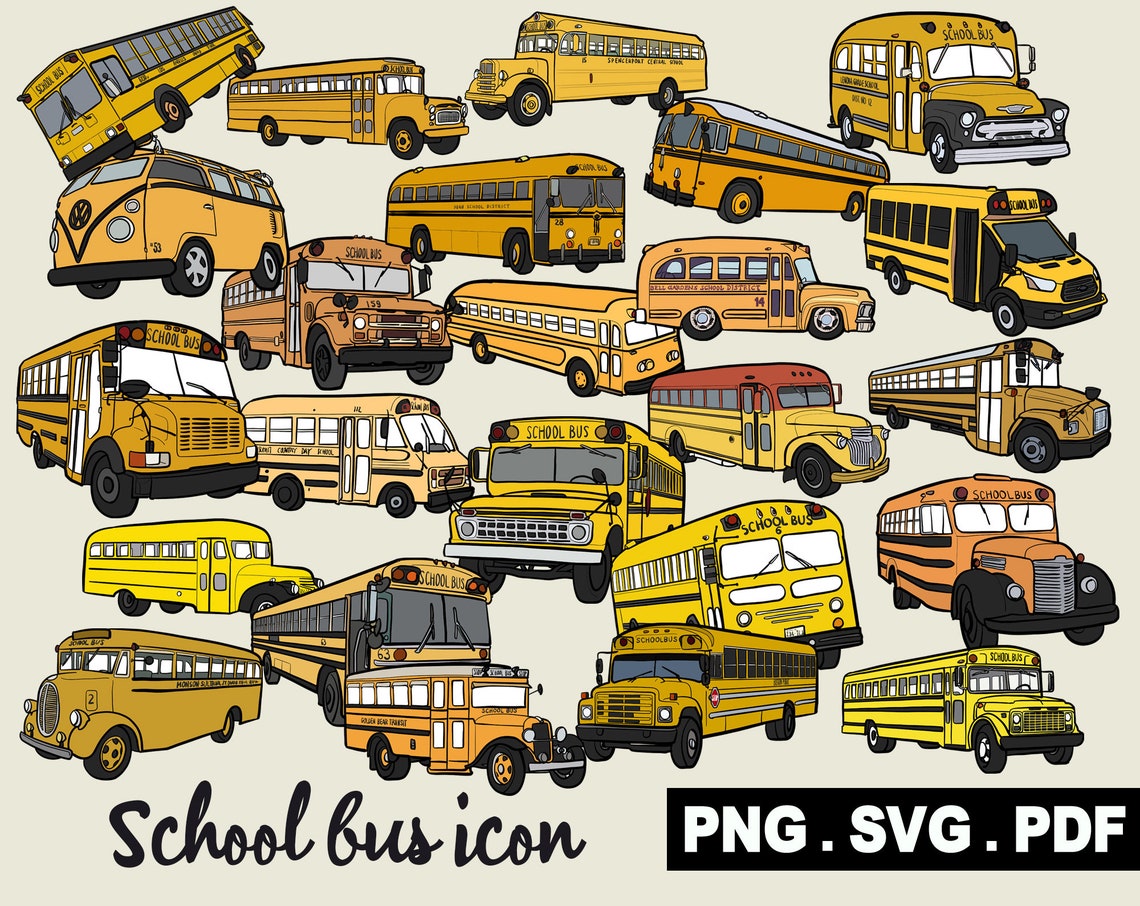 School Bus Icon Designs SVG PNG PDF, Clipart, Personal and Commercial ...