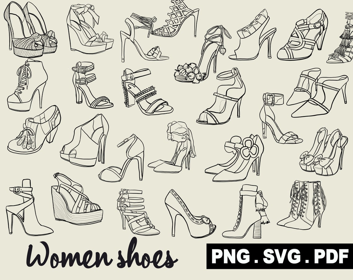 Women Shoes Designs SVG PNG PDF Clipart Personal and - Etsy