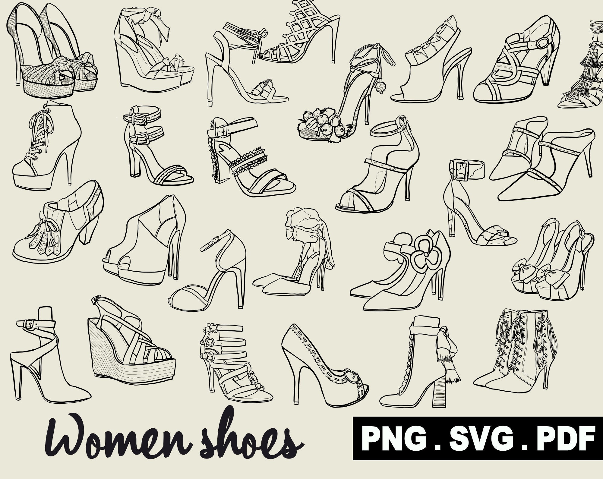 Women Shoes Designs SVG PNG PDF Clipart Personal and - Etsy