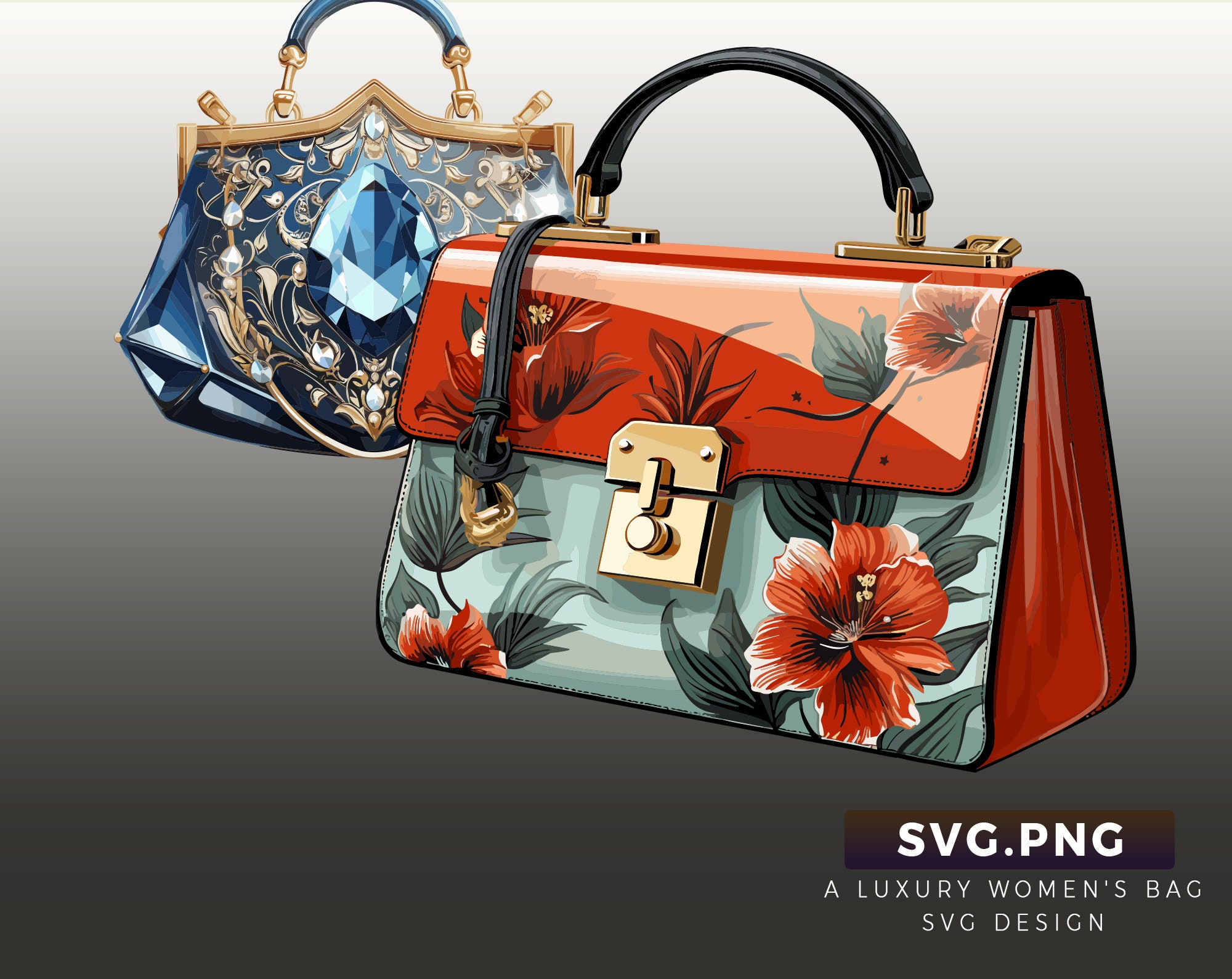 A Luxury Women's Bag Clipart, Leopard-print Bag SVG Design.digital ...