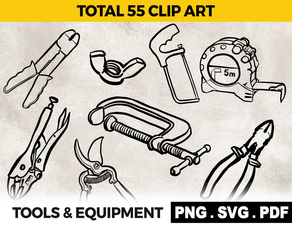 Tools & Equipment, Toolkit Designs SVG PNG PDF, Clipart, Personal and ...