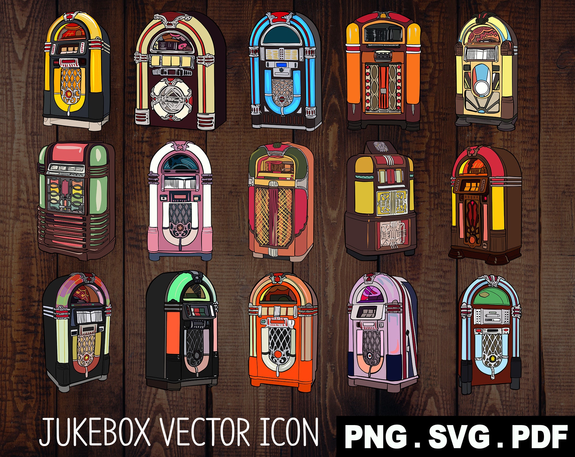 Jukebox Designs, SVG, PNG, PDF, Clipart, Personal and Commercial Use ...