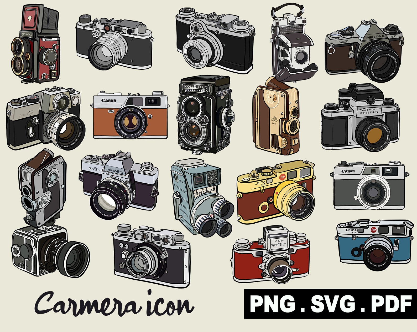 Camera Icon Designs SVG PNG PDF, Clipart, Personal and Commercial Use ...