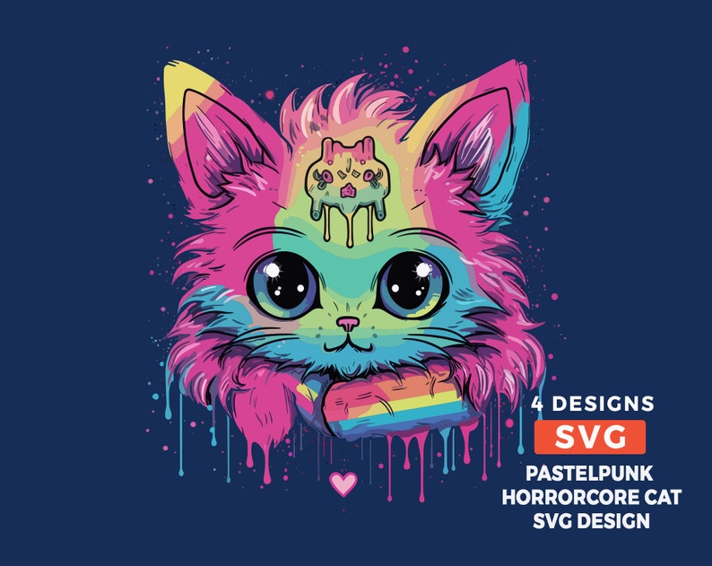 Pastelpunk Horrorcore Cat Svg Design, Cat SVG. Digital Print, Instant ...
