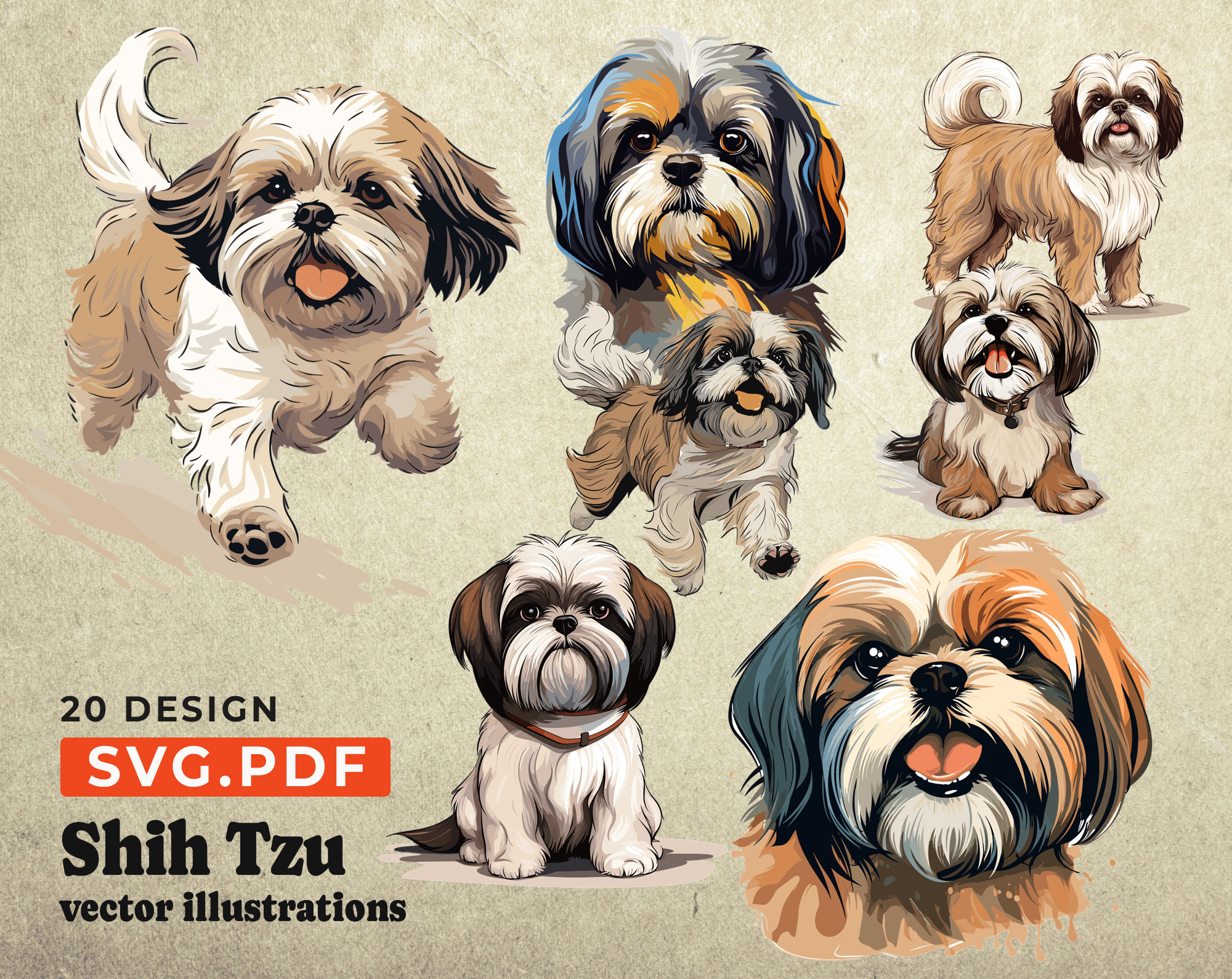 Shih Tzu Clipart, Shih Tzu Svg, Shih Tzu Pdf, Tzu Tzu, Shih, Lion Dog ...