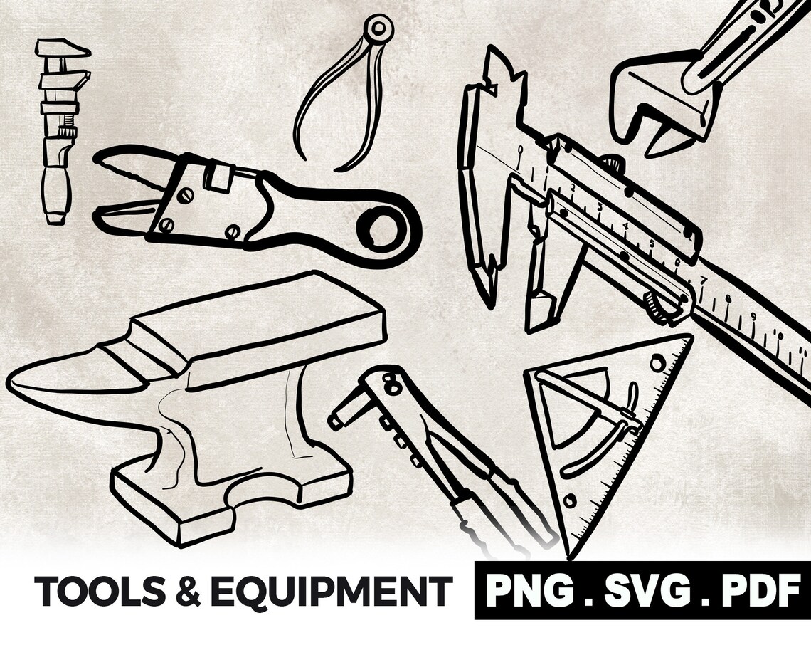 Tools & Equipment, Toolkit Designs SVG PNG PDF, Clipart, Personal and ...