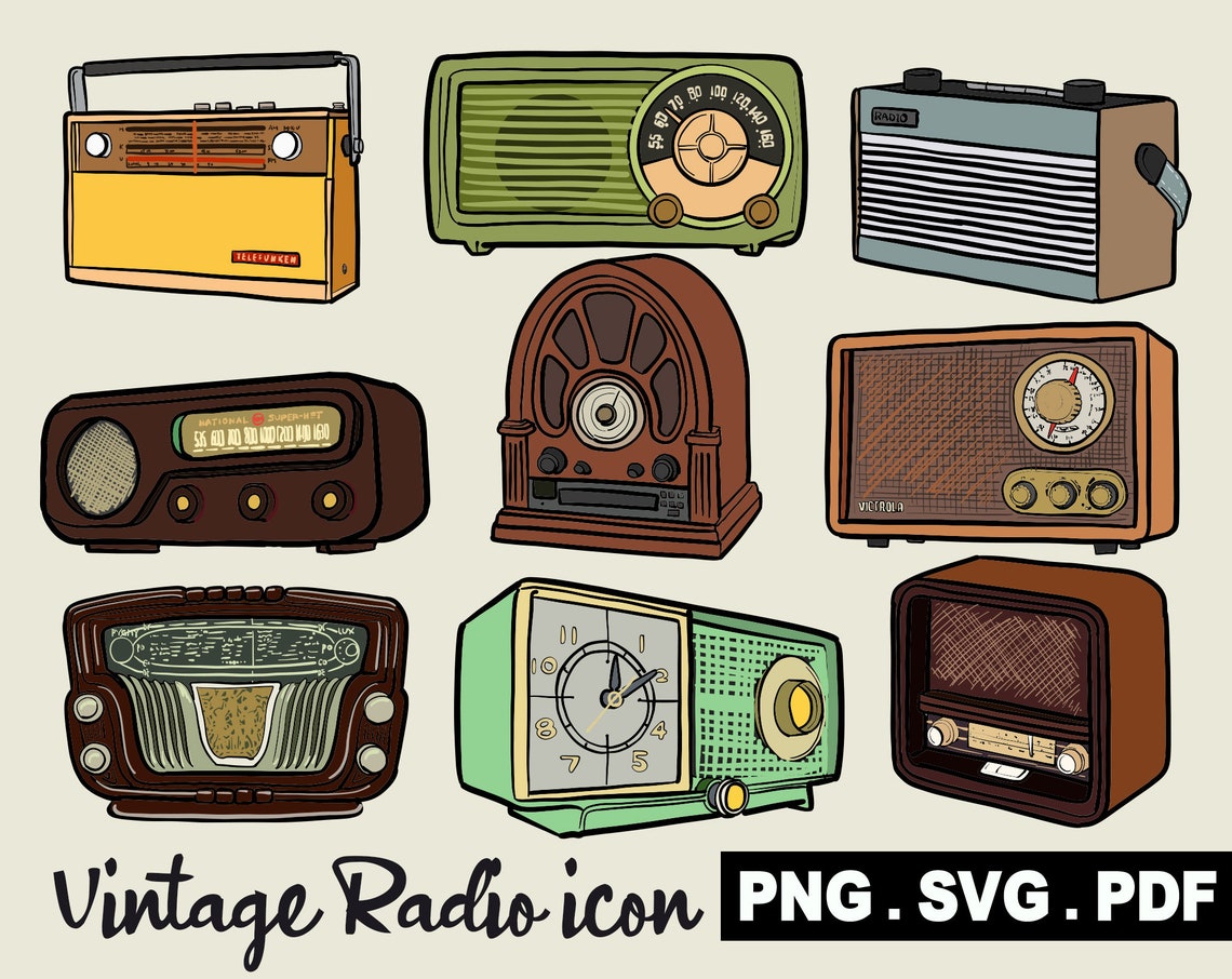 Vintage Radio Designs SVG PNG PDF, Clipart, Personal and Commercial Use ...