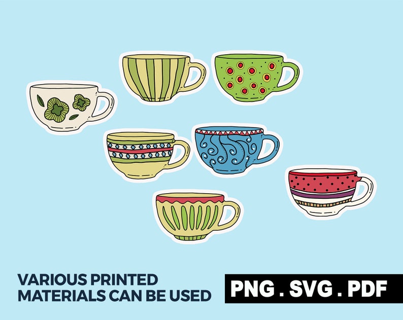Cup Designs, SVG, PNG, PDF, Clipart, Personal and Commercial Use ...
