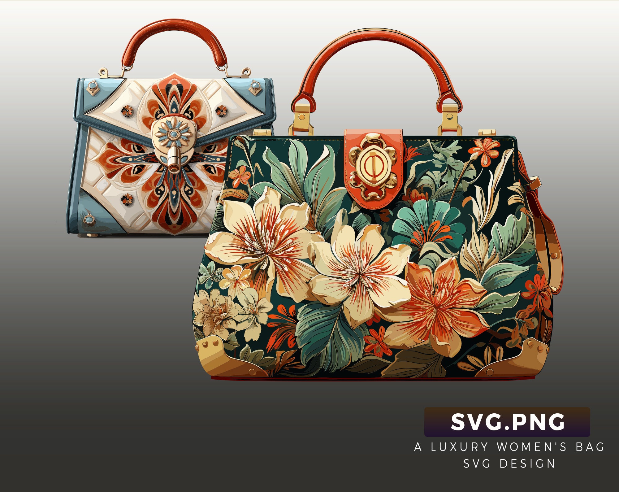 A Luxury Women's Bag Clipart, Leopard-print Bag SVG Design.digital ...