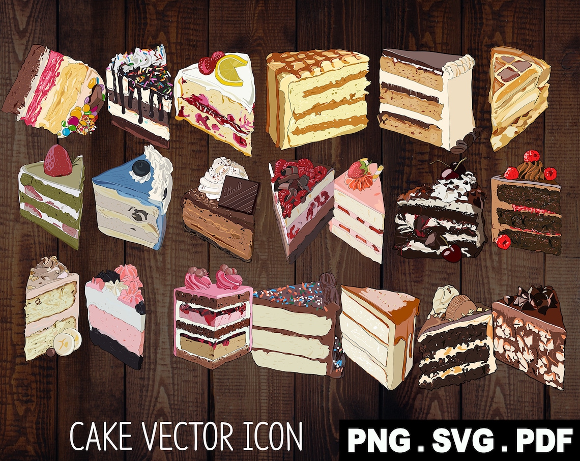 Cake Designs, SVG, PNG, PDF, Clipart, Personal and Commercial Use ...