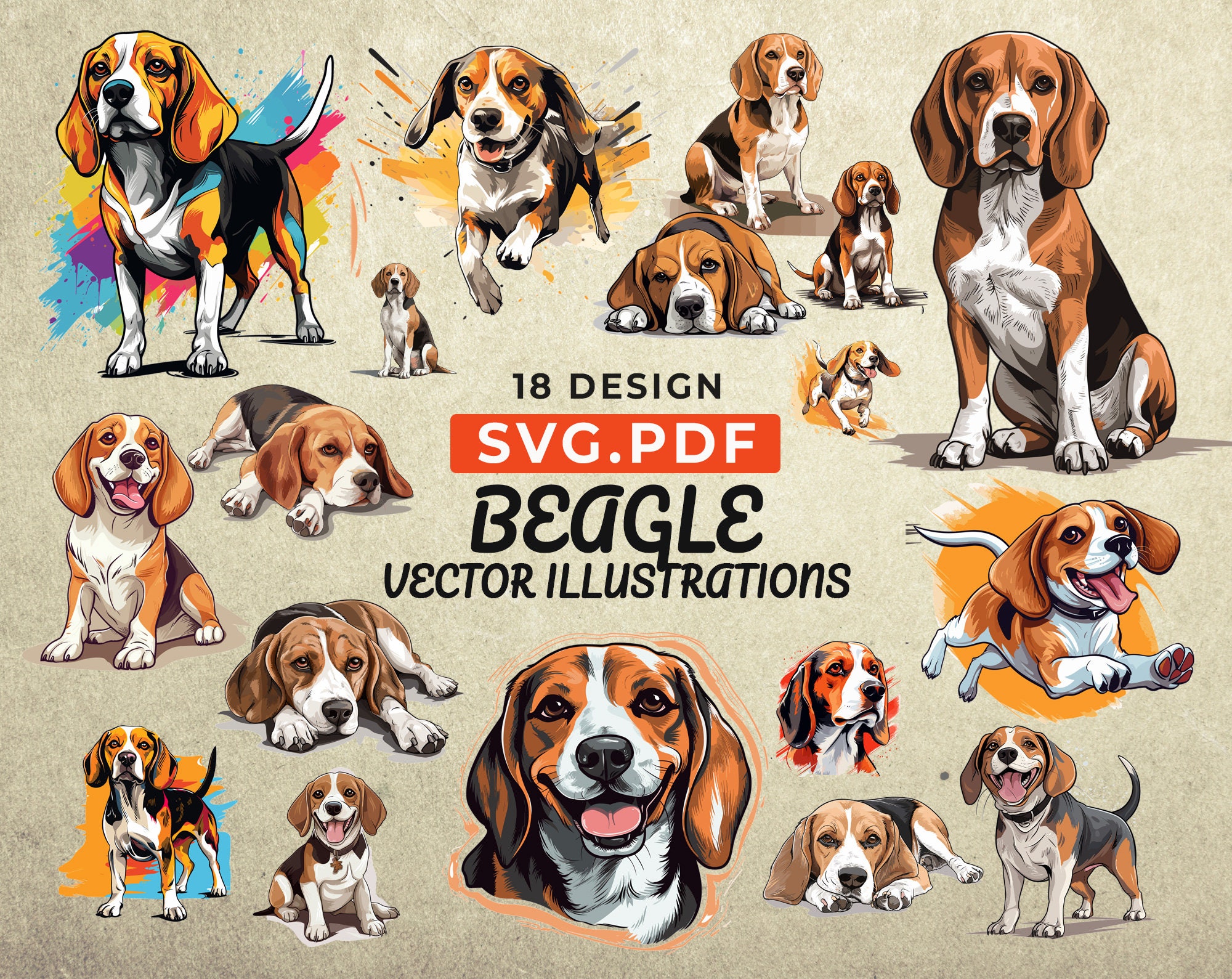 Beagle Clipart, Beagle Svg, Beagle Pdf, Beagle Hound, Beags, Snoopy ...