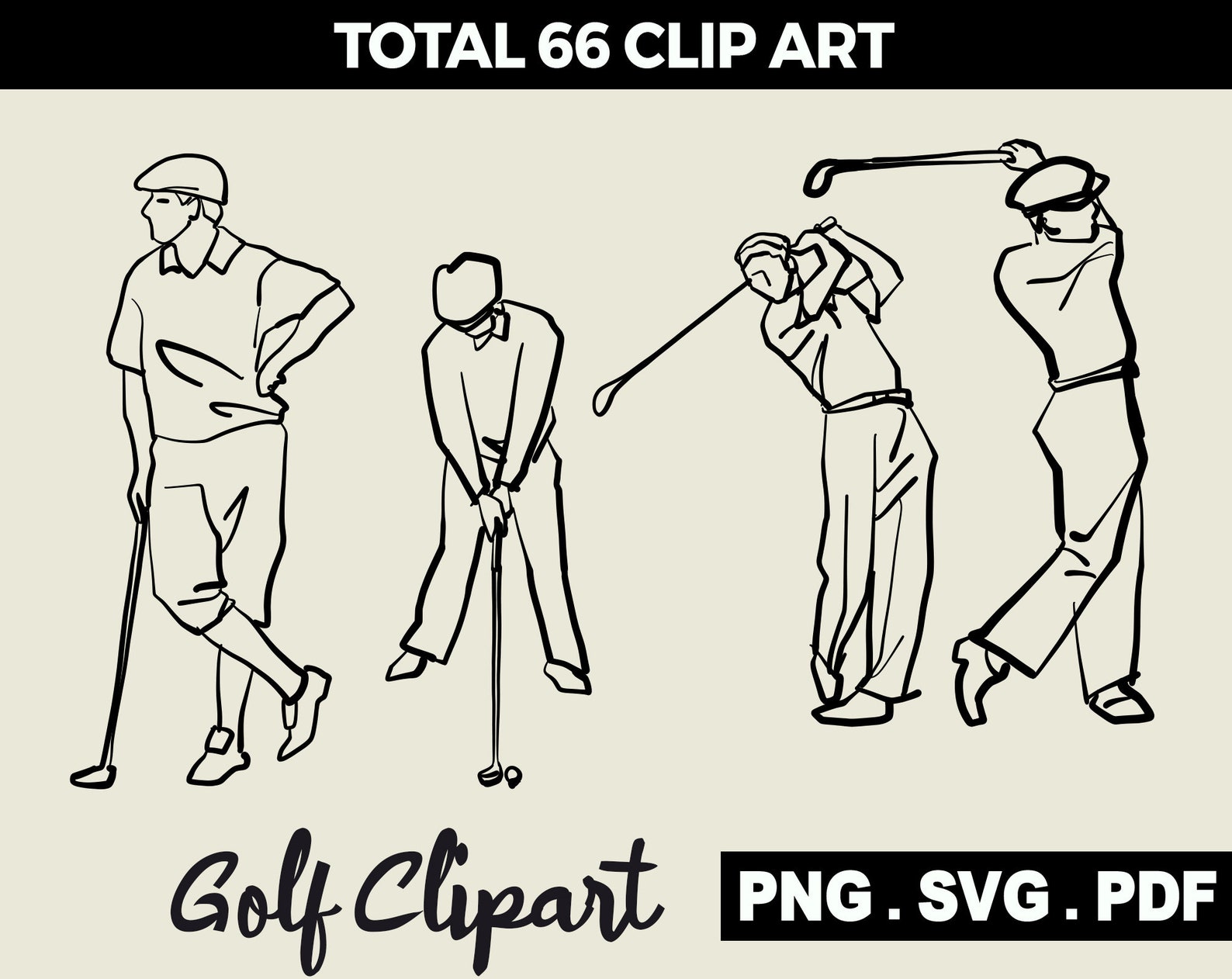 Classic Golf Swing Designs SVG PNG PDF, Clipart, Personal and ...