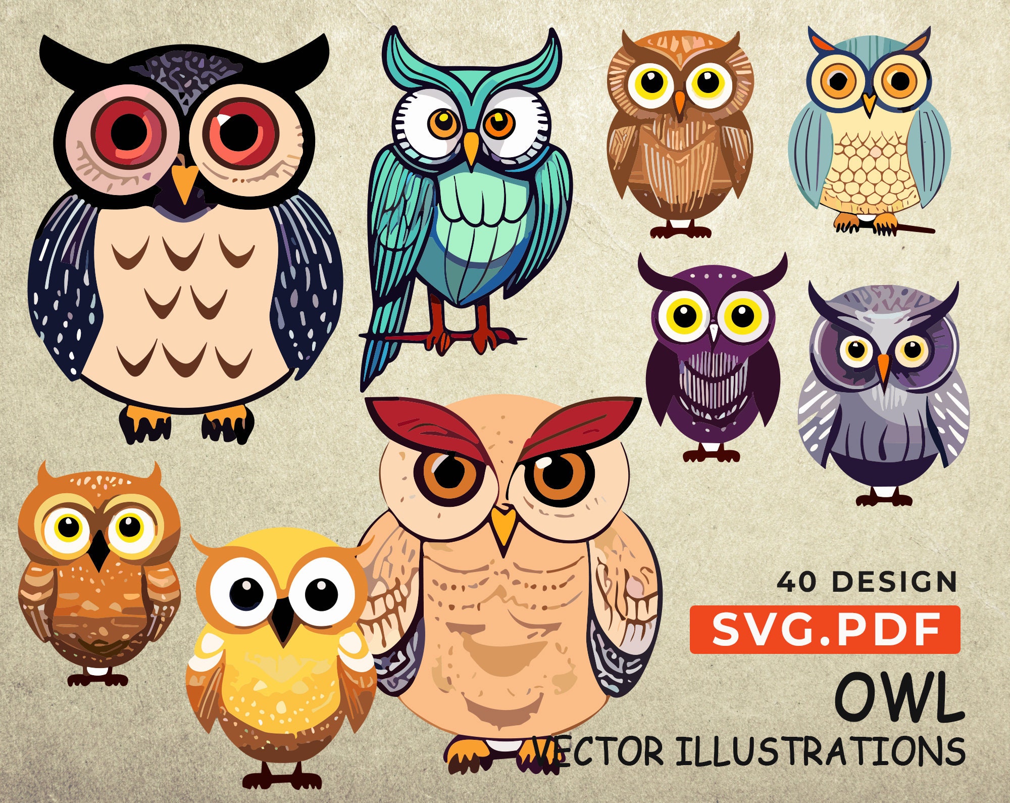 OWL Screech Owl SVG PDF Clipart Personal and Commercial Use - Etsy