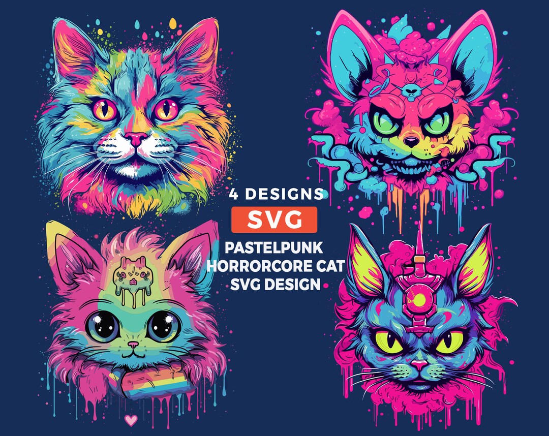 Pastelpunk Horrorcore Cat Svg Design, Cat SVG. Digital Print, Instant ...