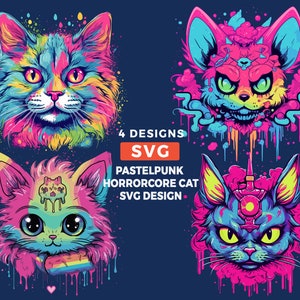 Pastelpunk Horrorcore Cat Svg Design, Cat SVG. Digital Print, Instant ...