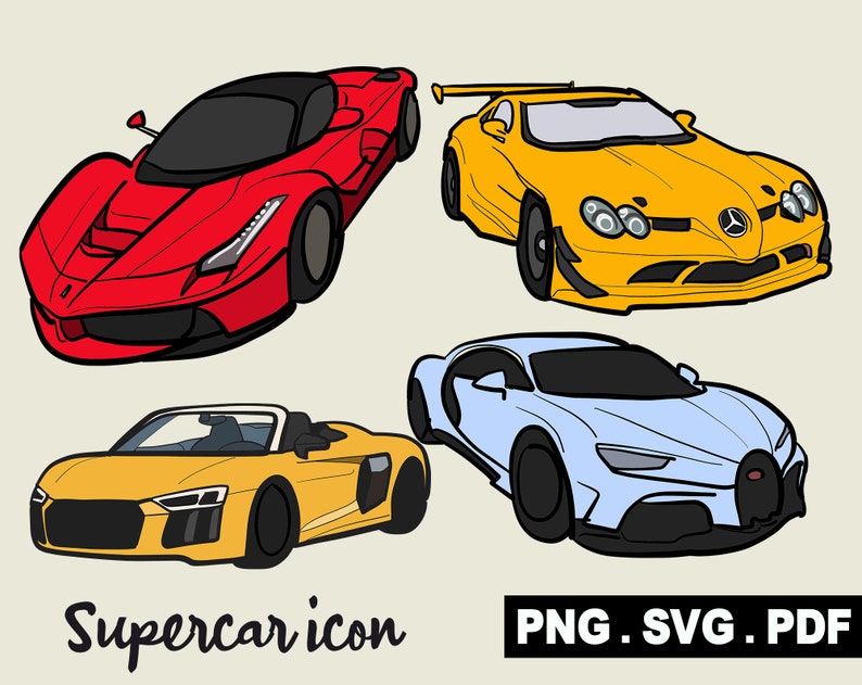 Super Car Designs SVG PNG PDF, Clipart, Personal and Commercial Use ...