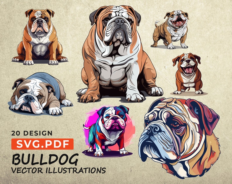 Bulldog Clipart, Bulldog Svg, Bulldog Pdf, English Bulldog, Bullies ...