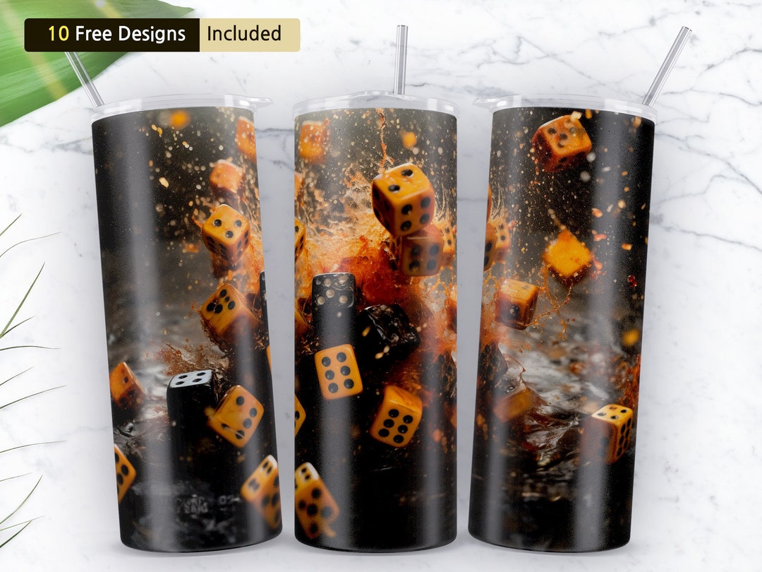 Dice Pieces Falling Out 20 Oz Skinny Tumbler Sublimation Design ...
