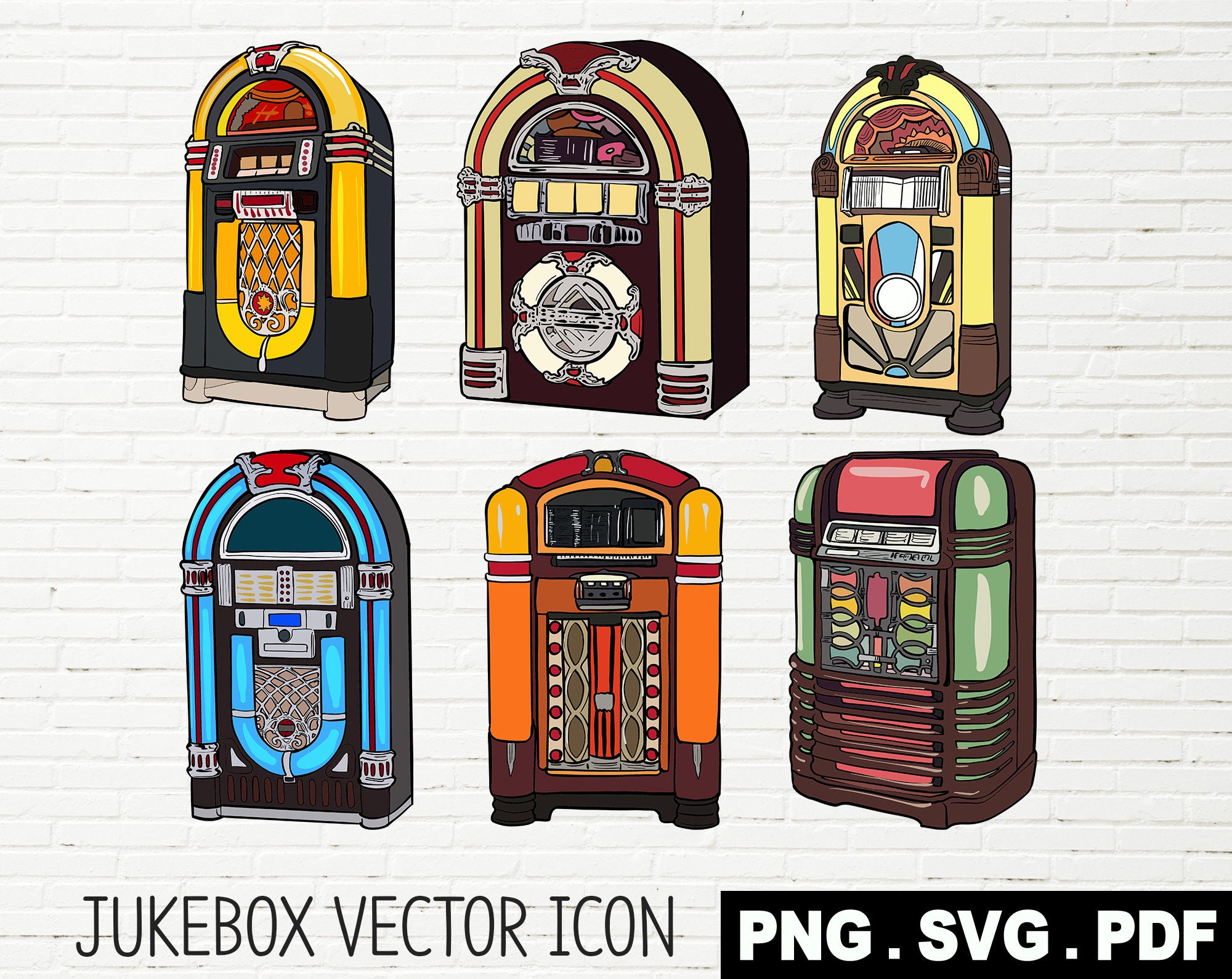 Jukebox Designs, SVG, PNG, PDF, Clipart, Personal and Commercial Use ...