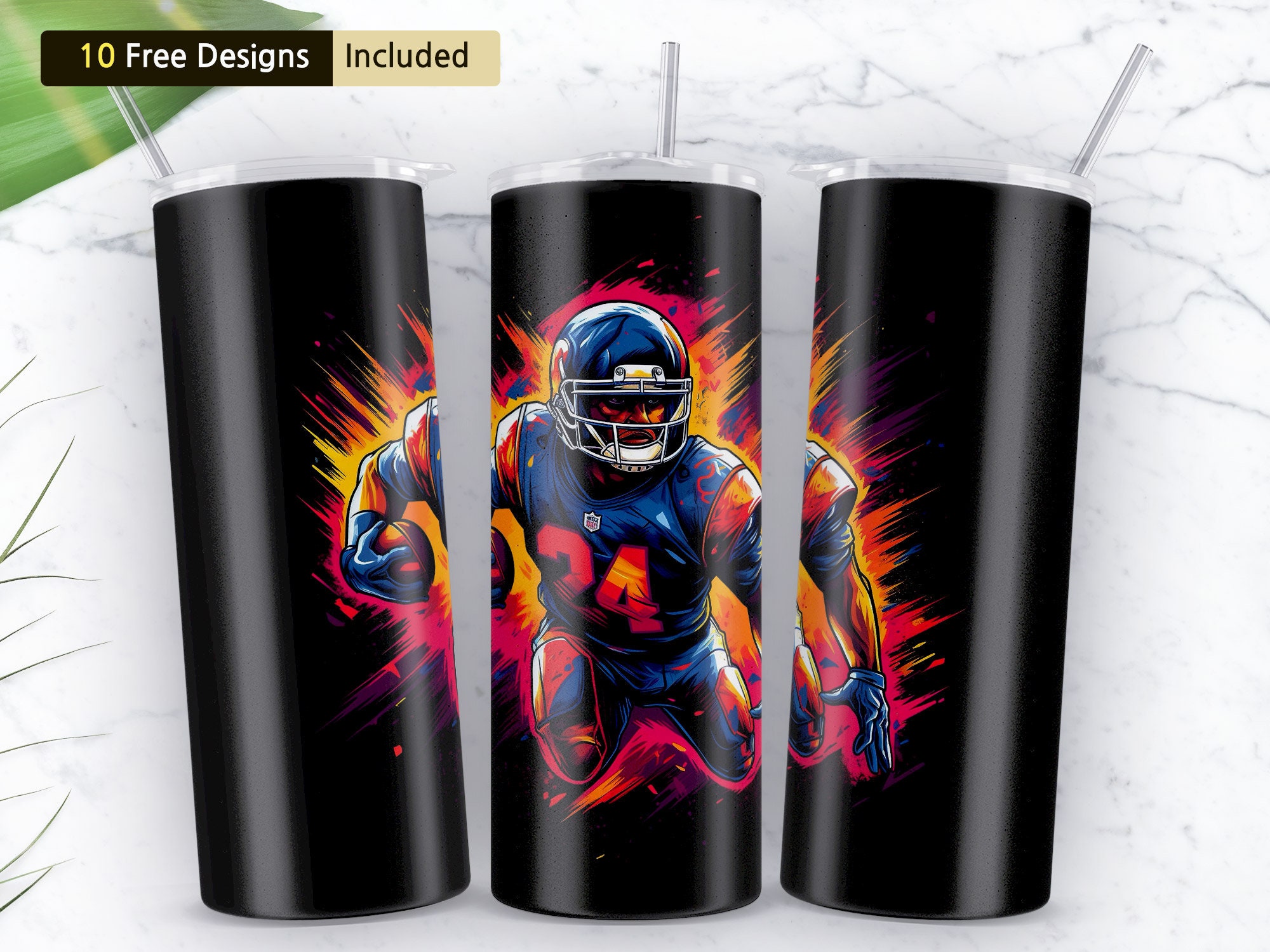Illustration of an Nfl Player 20 Oz Skinny Tumbler Sublimation - Etsy