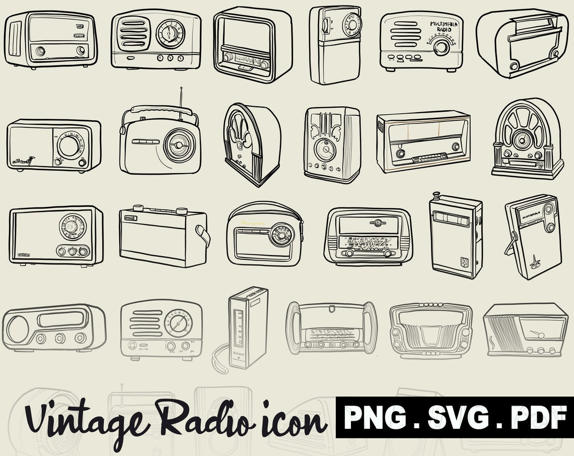 Vintage Radio Designs SVG PNG PDF, Clipart, Personal and Commercial Use ...