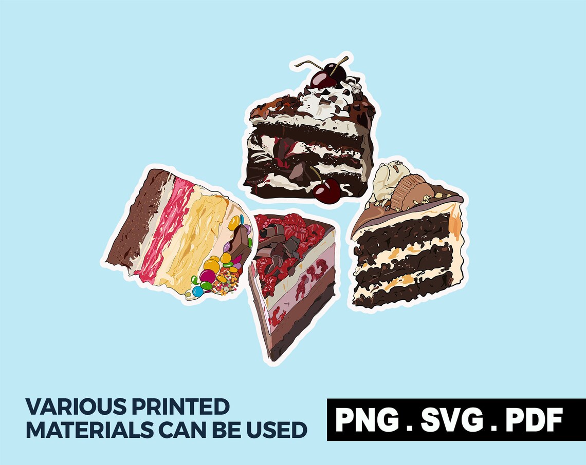 Cake Designs, SVG, PNG, PDF, Clipart, Personal and Commercial Use ...