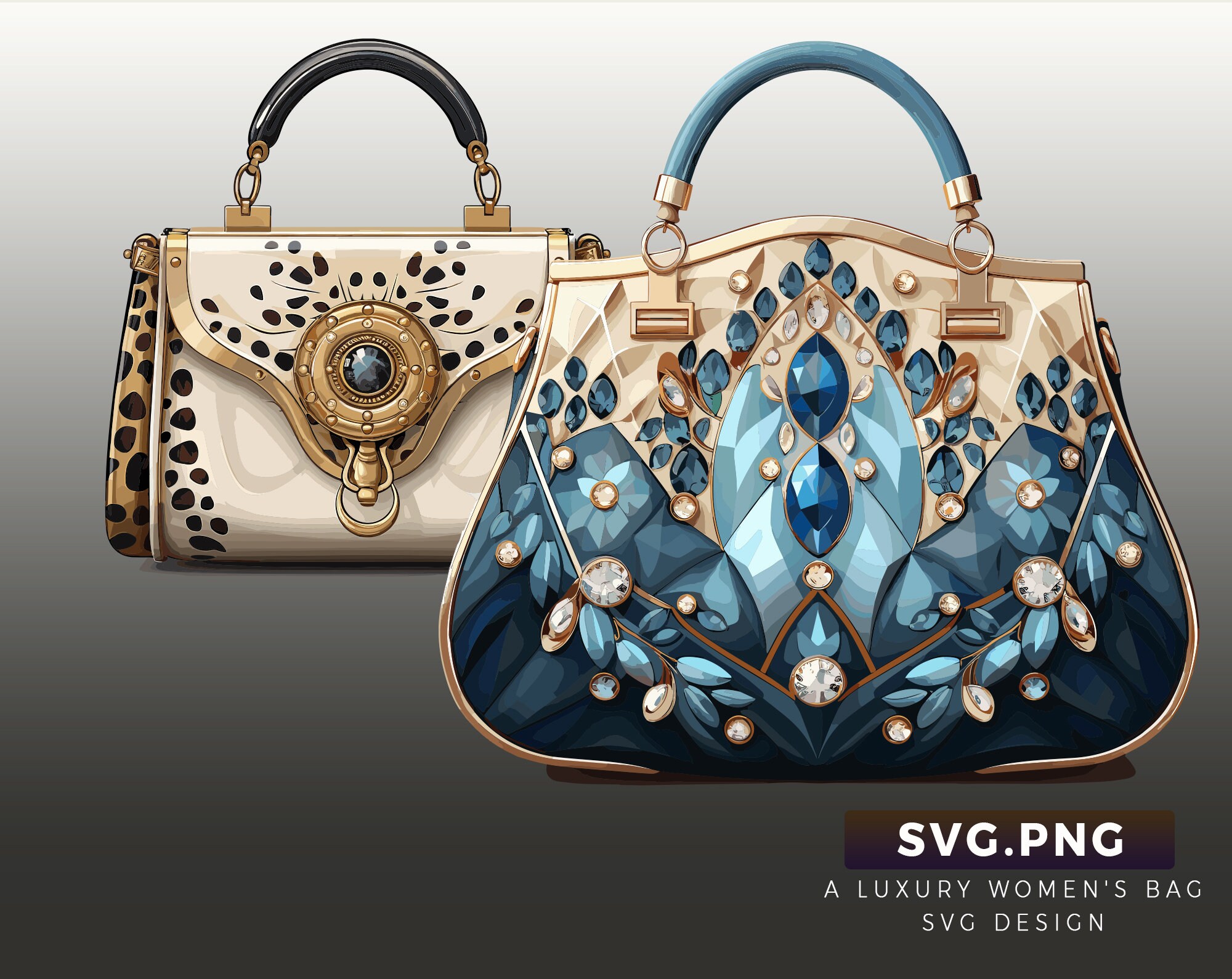 A Luxury Women's Bag Clipart, Leopard-print Bag SVG Design.digital ...